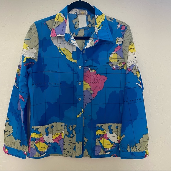Vintage | Tops | Vintage Map Globe Shirt | Poshmark